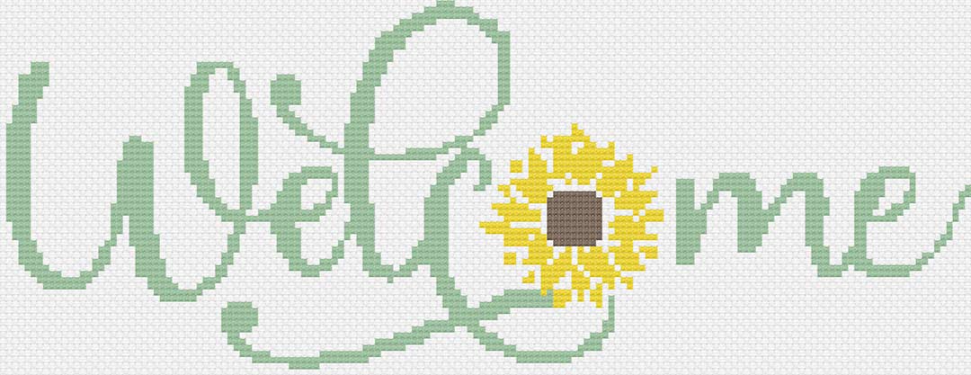 Sunflower Welcome: Free Printable Counted Cross Stitch Pattern – Stitch Wit